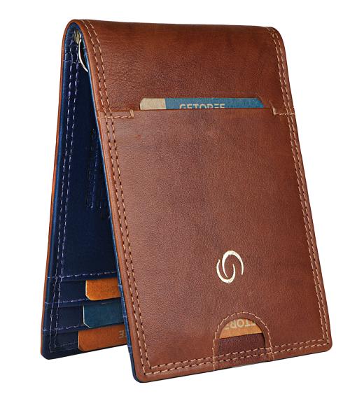 Buy GETOREE Tan Teak - Florence Genuine Leather RFID Protected Slim ...