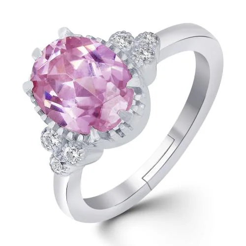 Buy Zalkari Wonderful Pink Pure 925 Sterling Silver Womens Wedding Ring ...
