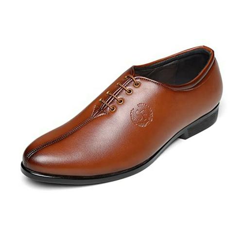 Buy Shunox Men Oxford Toe Cap Formal Shoes (Tan) Online at Best Prices ...