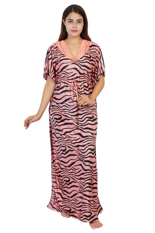 Buy NACNO Women's Satin Tiger Print Kaftan/Nighty/Nightgown(size-XL ...