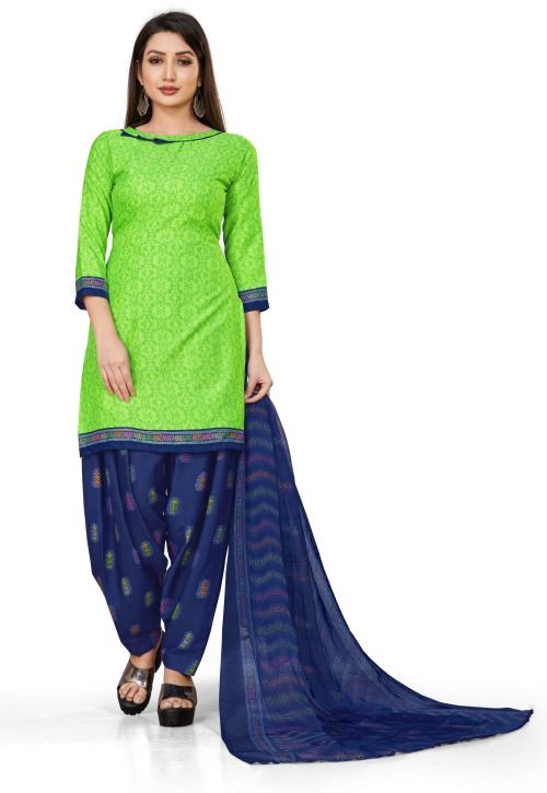 Buy GEE NEXT CREATION BELIEVING IN NEXT Women Green Floral Crepe Single Unstitched Dress ...