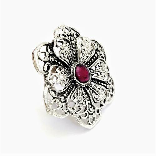 Buy Yash Jewels Emporium Silver-Plated Brass Adjustable Classic Ring ...