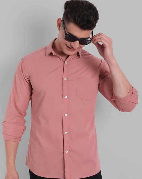 Buy Majestic Man Men Dusty Pink Pure Cotton Shirt Online at Best Prices ...