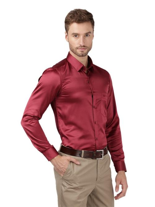 Buy Otto Poly Satin Maroon Plain Shirt Slim Fit Beetal 1 Size 36 Online at Best Prices in India ...