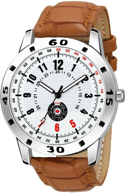 Buy Bolun Analog White Dial Brown Strap Watch For Men Online at Best ...