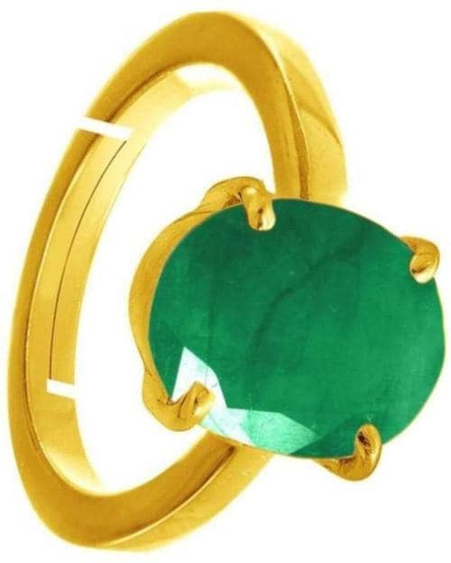 Buy Chopra Gems & Jewellery Gold Plated Brass Ratti 6.50 Emerald Panna Stone Ring (Men and Women ...