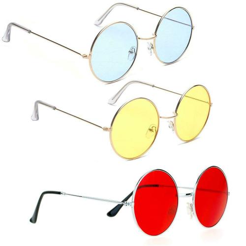 Buy Phenomenal Round Unisex Sunglasses pack of 3 (Multicolors) (Men ...