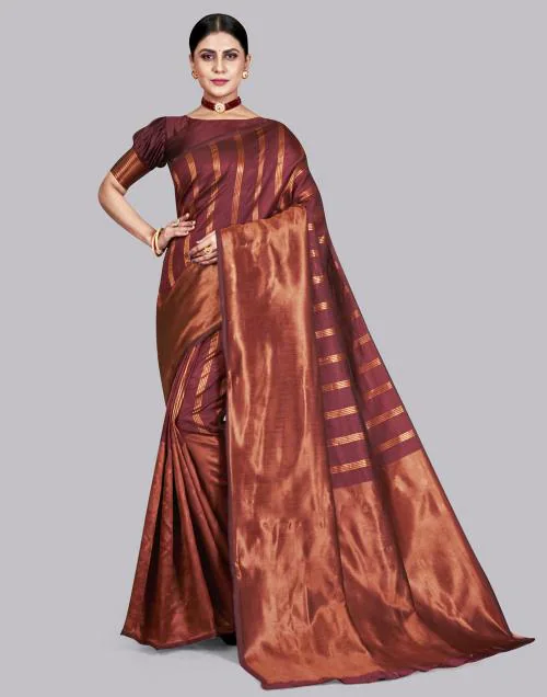 Buy Satrani Poly Silk Maroon Color Saree with Blouse piece | sarees for ...