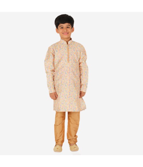 Buy Pro-Ethic Style Developer Ethnic Wear Silk Beige Kurta Pajama Set ...