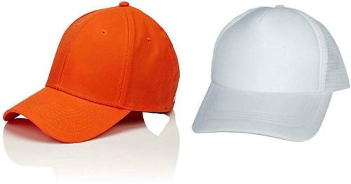 Buy Babji Men White Net and Orange Plain Cool Looks Baseball Cap (Pack of 2) Online at Best ...