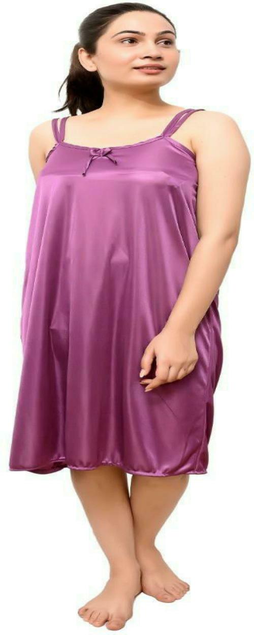 Buy Ankona Women Purple Solid Satin Nighty L Nighty For Women L Womens ...