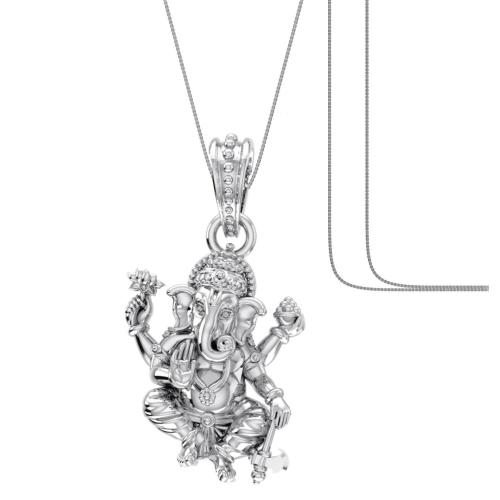 Buy Akshat Sapphire Pure Silver God Ganesha Pendant With Chain Suitable ...