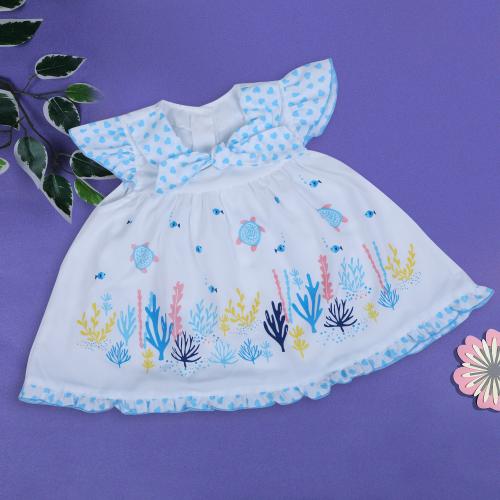 Buy Baby Moo Aqua Theme Flutter Sleeves Knee Length Frock - Blue Online at Best Prices in India ...