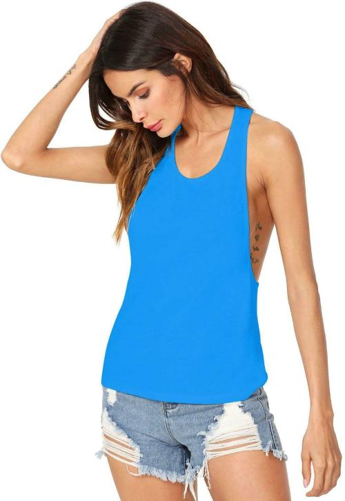 Buy THE BLAZZE_Women Cotton Blend Turquoise Tank Top_L Online at Best ...