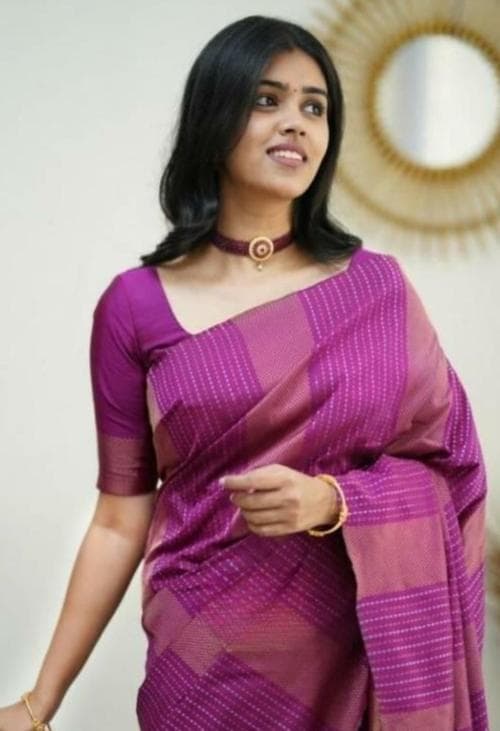 Buy WELCRON CREATION Banarasi Soft Silk Saree with Jacquard Work ...