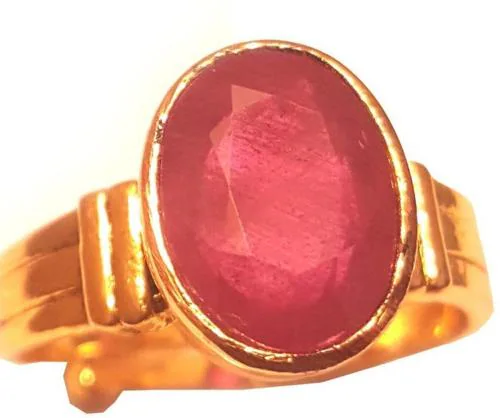 Buy Chopra Gems & Jewellery Gold Plated Brass Natural Burma Ruby Manik Gemstone Ring (Men and ...