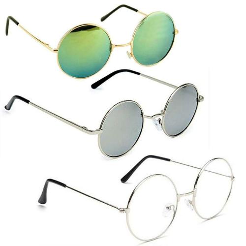 Buy Phenomenal Round Unisex Sunglasses (Green, Silver, Clear) (Men ...