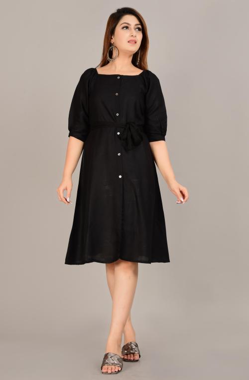 Buy Manojava Women Black Viscose Rayon Fit And Flare Dress (Xs) Online ...