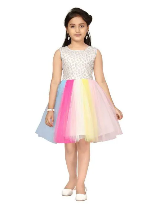 Buy Aarika Girls White-Multi Color Self Design Frock Online at Best ...