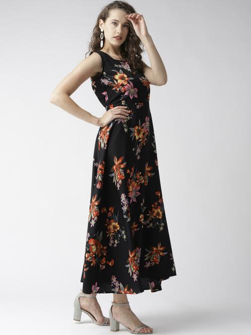 Buy U&F Women Black Floral Crepe Single Dress Online at Best Prices in ...