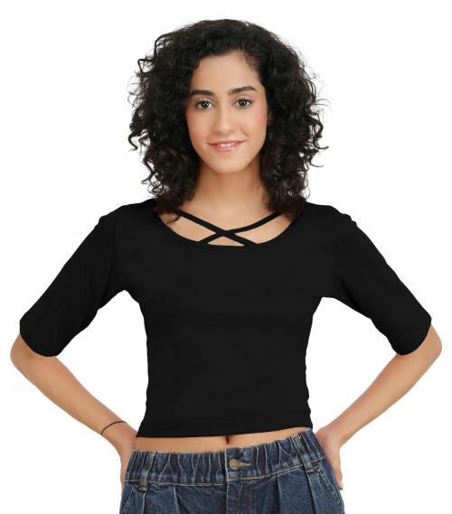 Buy AD2CART VA4142 Women Chest X Neck Elbow Sleeve Stylish Crop Top for ...