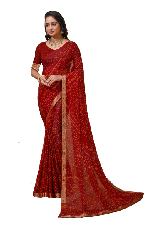Buy Esena Textiless Women's Georgette Bandhani/Chunri Print Saree with ...