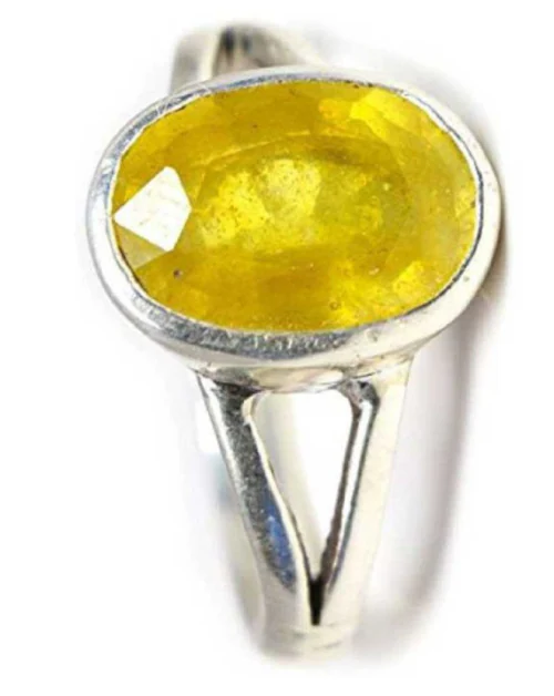 Ceylonmine Ratti Yellow Sapphire / Pukhraj Silver Plated Ring - JioMart