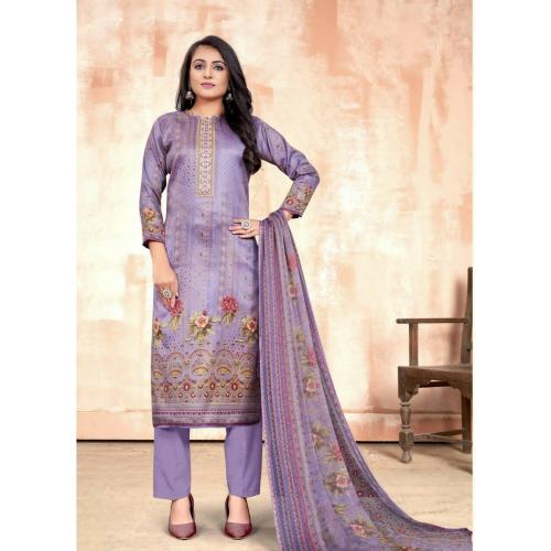 Buy GURHAL Printed Cotton Unstitched Dress Material Purple Online at ...