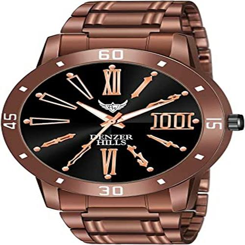 Buy DENZER HILLS Mens Big Face Stainless Steel Analog Quartz Watches ...