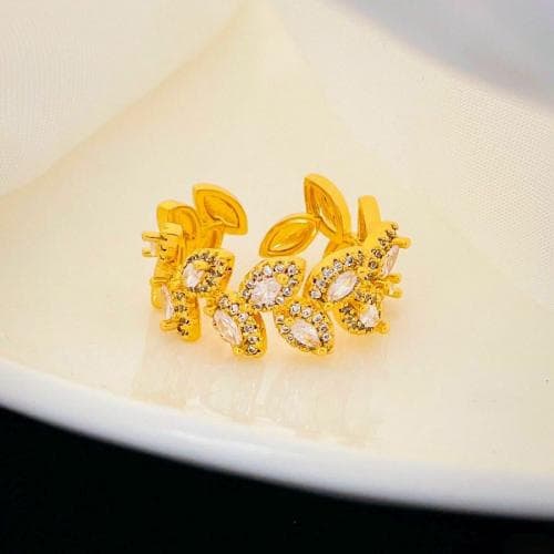 Buy Zivom Floral Leaf Cubic Zirconia 18K Gold Copper Anti Tarnish Open ...