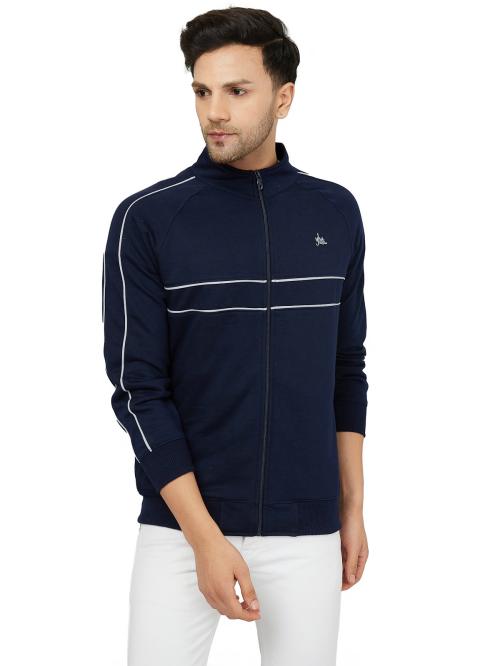 Buy YHA Men's Regular Fit Zipper Piping Jacket Navy Online at Best ...