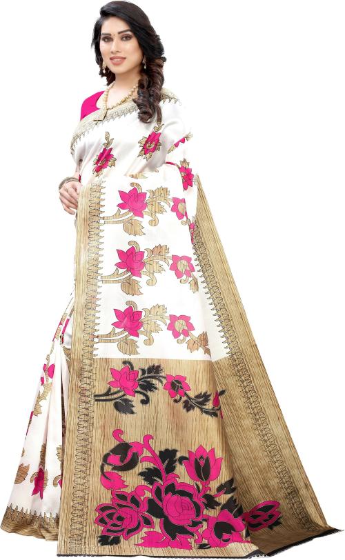 Buy Saran Women Red Printed Silk Blend Saree Online at Best Prices in ...