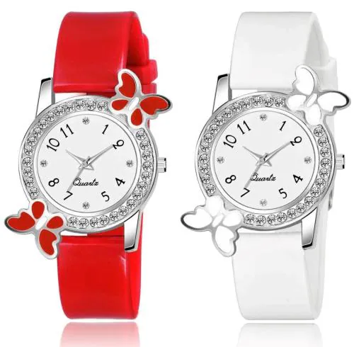 Buy Acnos Red White Strap White Diamond Dial Analog Watch For Girls ...