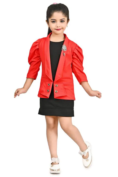 Buy Girls Below Knee Festive/Party Dress Red(1-2 Y) Online at Best ...