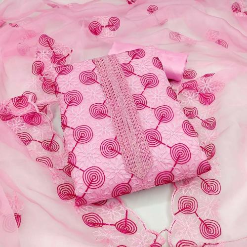 Buy GURHAL Embroidered Organza Unstitched Dress Material Pink Online at ...