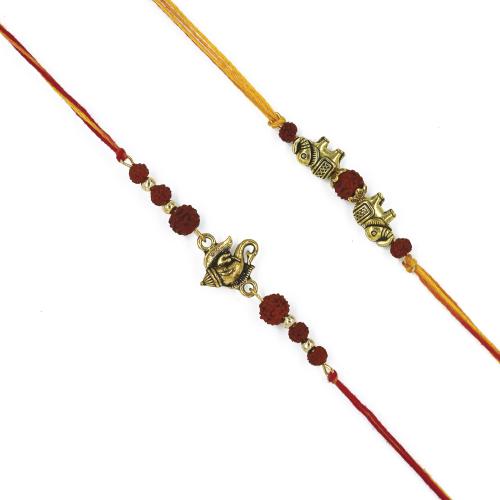Buy Prapti Handicrafts Multicolor Mauli Thread Cotton Rudraksh Rakhi ...