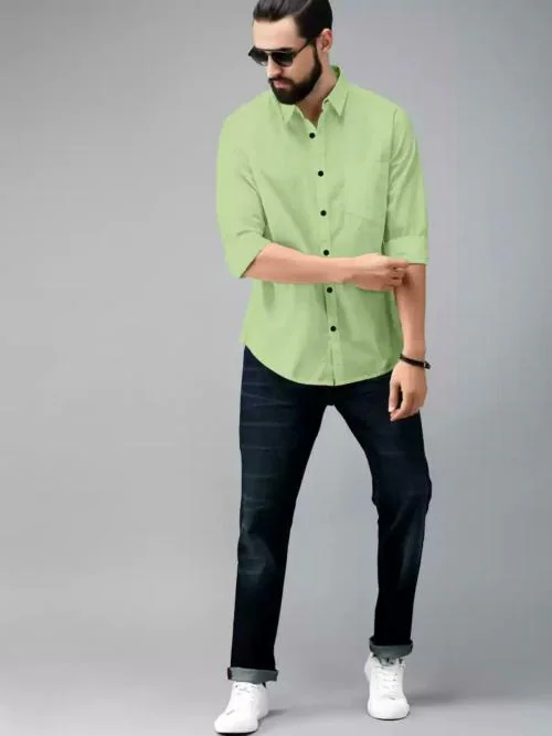 Buy Men Pista Cotton Blend Solid Shirt (XL) Online at Best Prices in ...