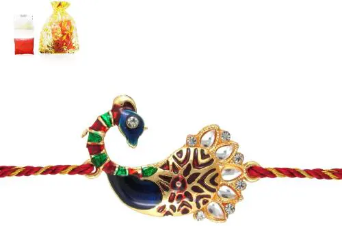 Buy Mahi Gold Plated Alluring Peacock Rakhi with crystals BR1100528GC Online at Best Prices in ...