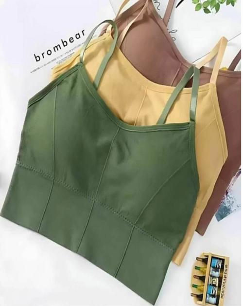 Buy Jetveli Pack of 3 Women Sports Lightly Padded Bra Multicolor(Green ...