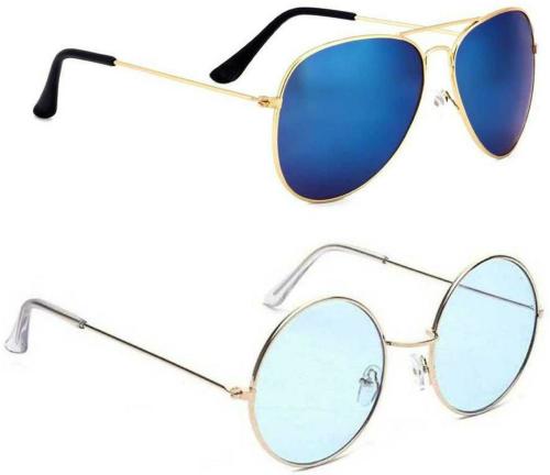 Buy RMKK Round, Aviator Sunglasses (For Men & Women, Blue, Blue) Online ...