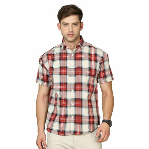 Buy BEVDAAS Mens Sophisticated Red Checks Shirt Online at Best Prices ...