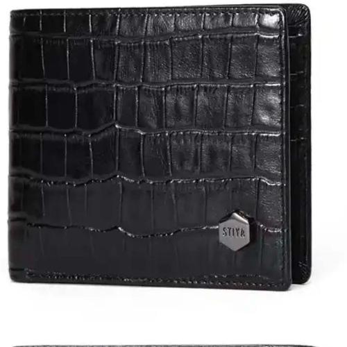 Buy Stiya Black Genuine Leather Four Card Slot Wallet Online at Best ...