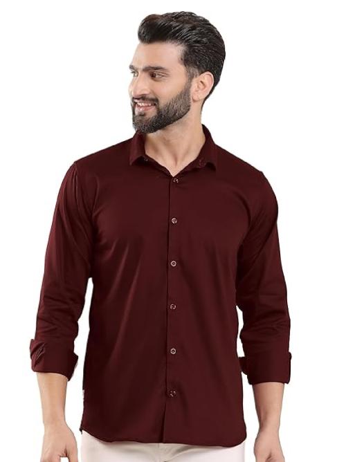 Buy Squeezershirts Men's Solid Regular Fit Cotton Casual Shirt with ...