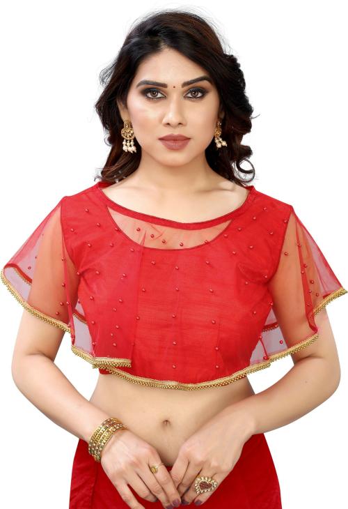 Buy Jay Pal Women Red Net Round Neck Blouse Online at Best Prices in ...