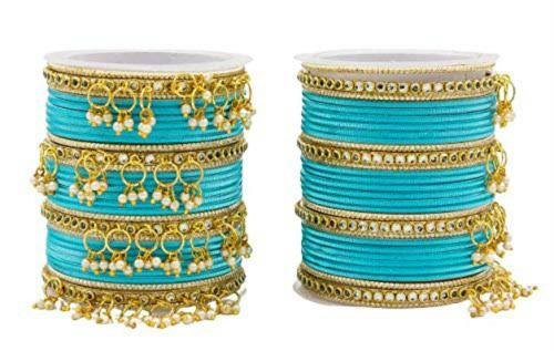 Buy Leshya Firozi Brass Bangle Set (Women) (Set Of 26) Online at Best ...