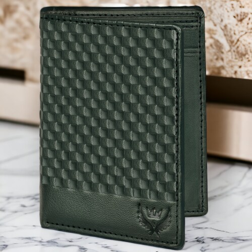 Buy LORENZ Forest Green Textured Genuine Leather RFID Blocking Large ...