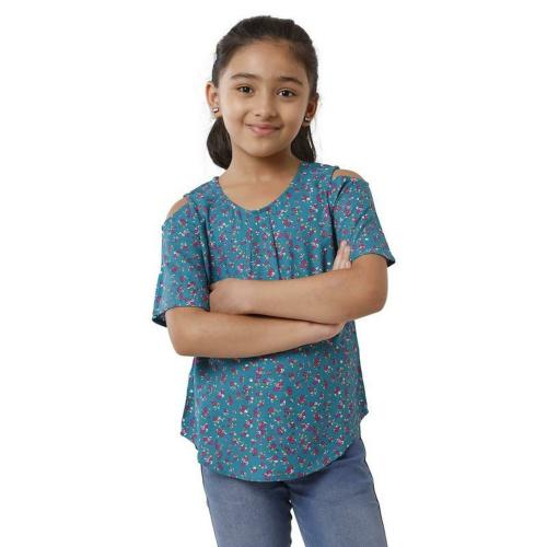 Buy De Moza Girls Blue Printed Rayon Top - 6 to 7 Years Online at Best ...