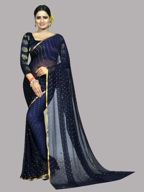 Buy NISHA CREATION Women Pink Self Design Chiffon Single Saree Online ...