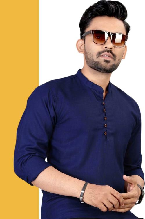 Buy SOPANI Men Solid Straight Kurta (Dark Blue) Online at Best Prices in India - JioMart.