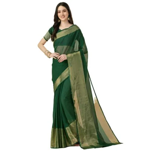 Buy silkwear Women Green Solid Chiffon Bollywood Saree with Unstitched Blouse Online at Best ...